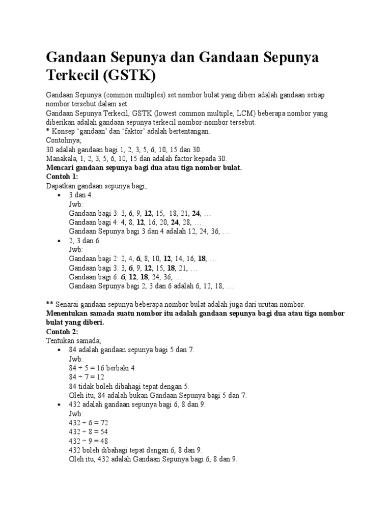 Panduan Mencari Gandaan Sepunya (LCM) | PDF