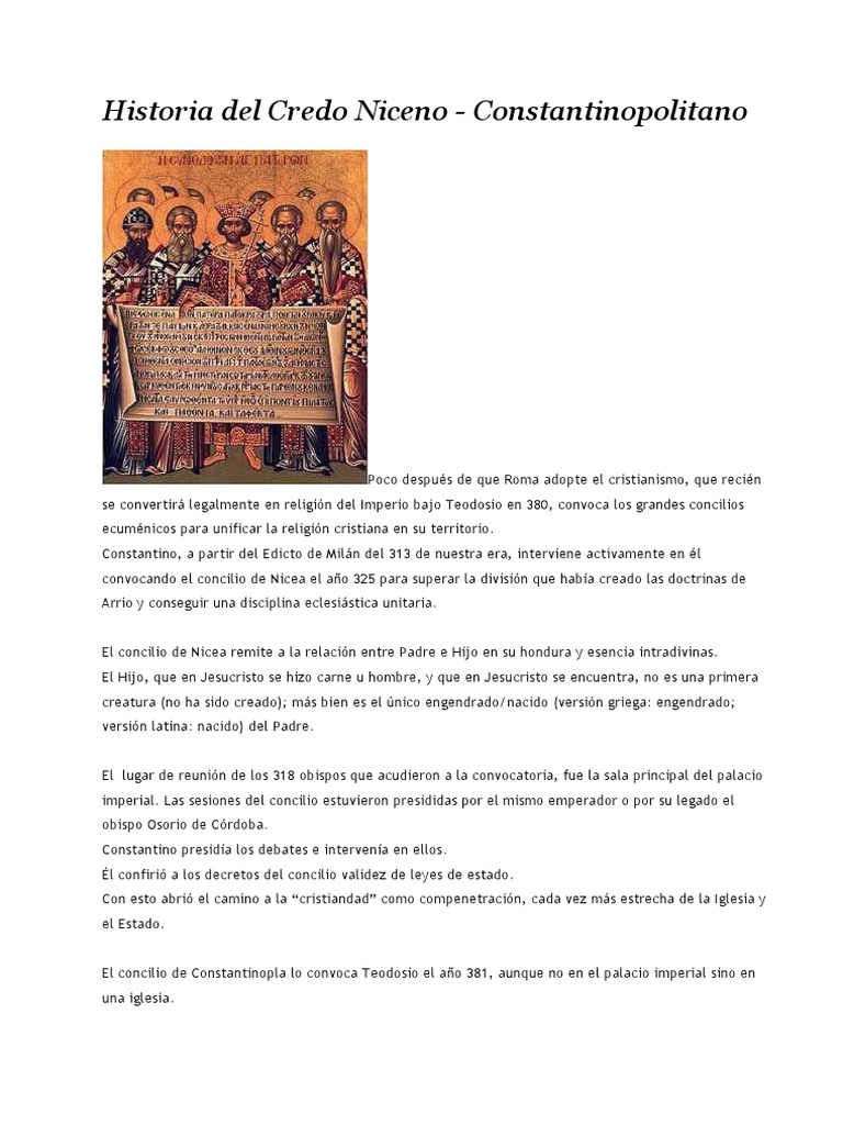 Historia del Credo Niceno - Constantinopolitano