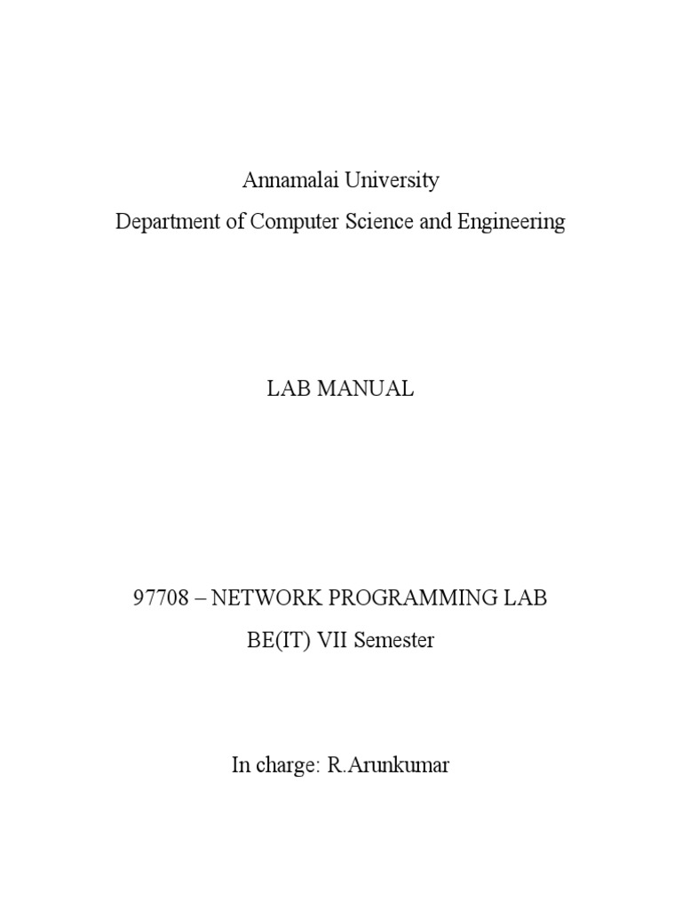 BE-IT-VII SEM - 97708 - Network Lab Manual | PDF | Port (Computer Networking) | Network Socket
