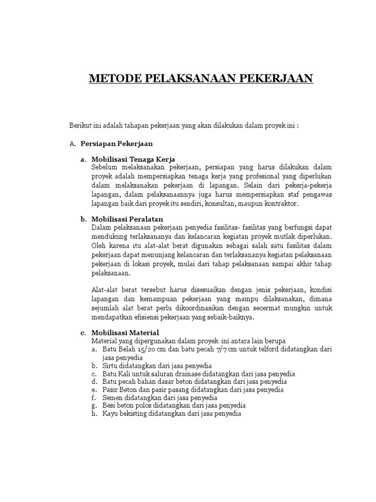 Metode Pelaksanaan Pekerjaan Telford | PDF