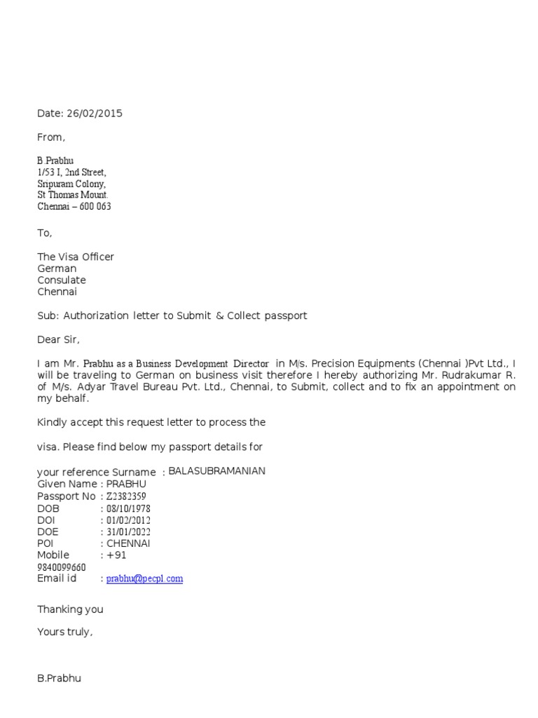 Authorisation Letter for GERMAN(1) | Travel Visa | International Relations
