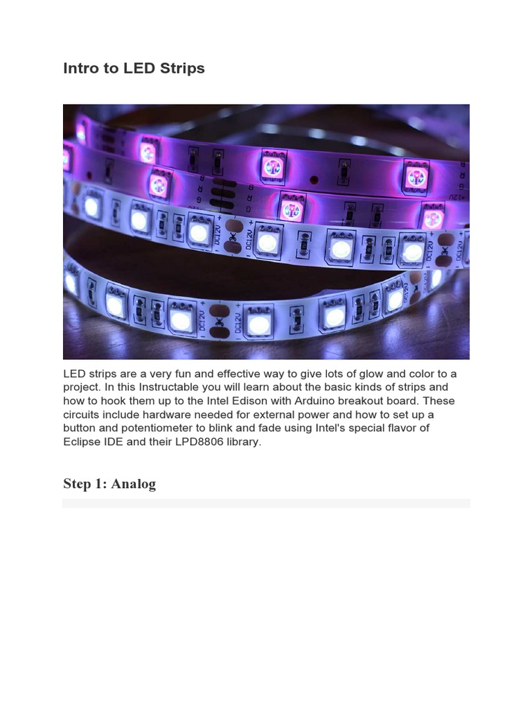 Intro To LED Strips: Step 1: Analog | PDF | Arduino | Light Emitting Diode