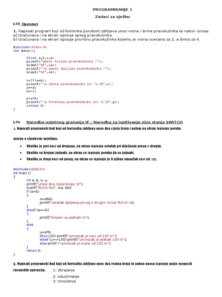 Programiranje 1 | PDF