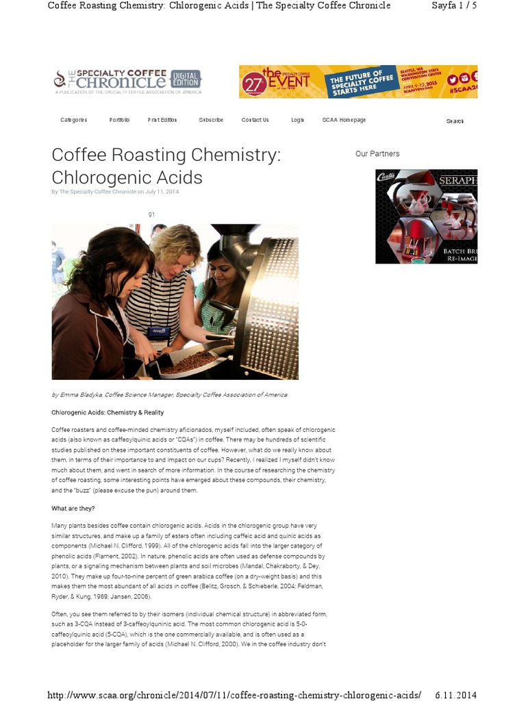 Coffee Roasting Chemistry - Chlorogenic Acids | PDF | Coffee | Chemistry