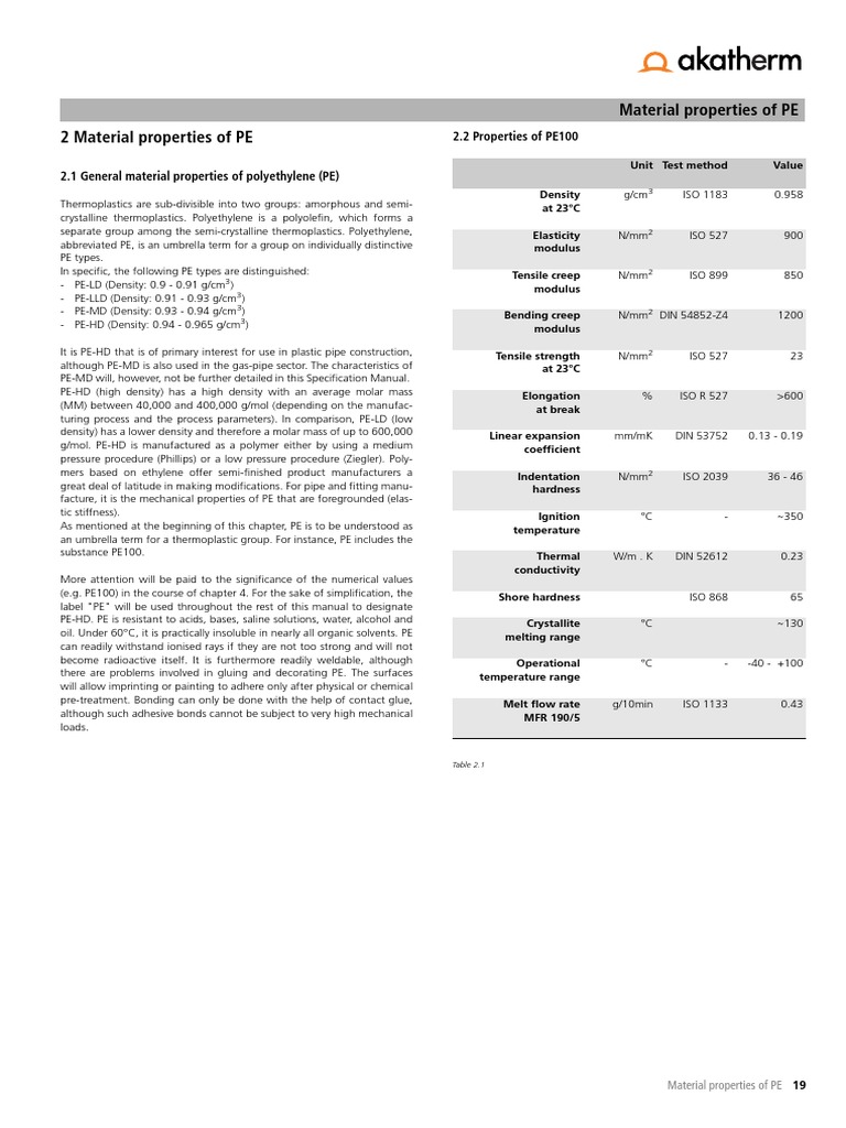 Material Properties of PE | PDF | Polyethylene | Acid