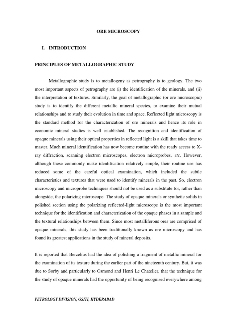 Ore Microscopy Techniques and Principles | PDF | Microscopy | Minerals