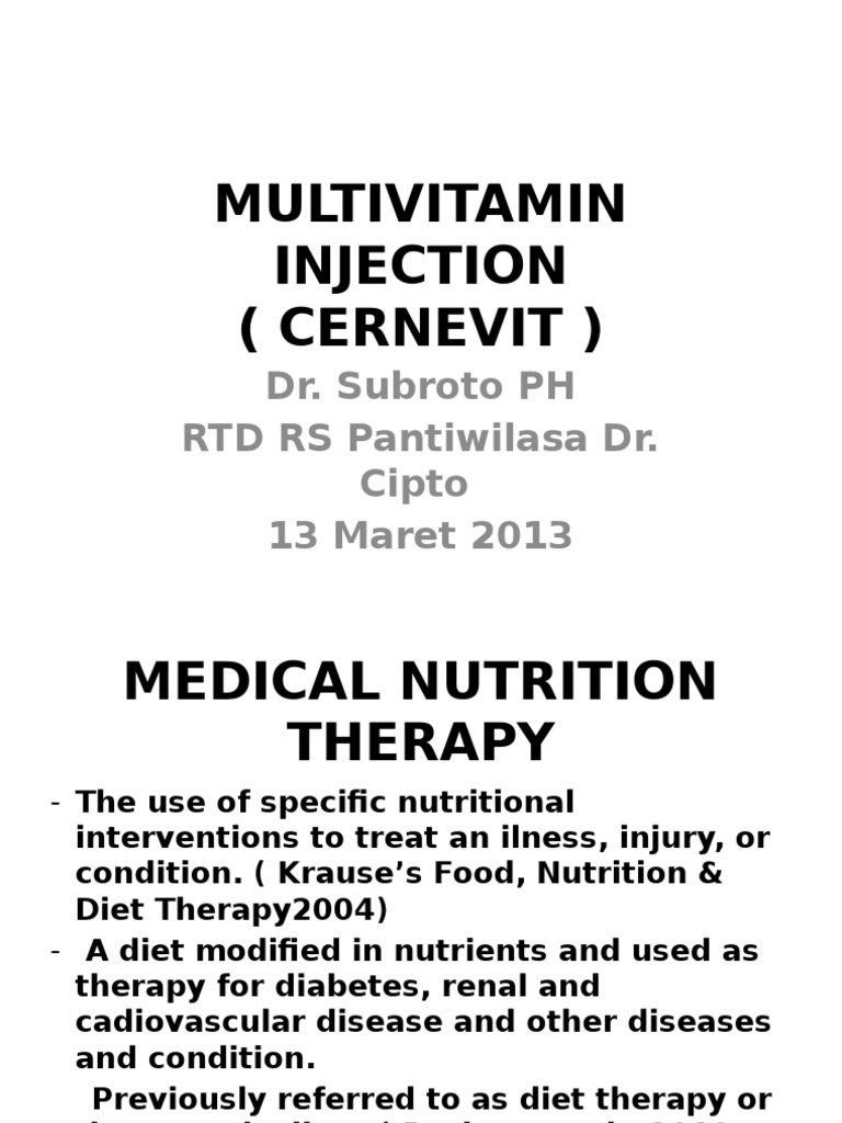 Multivitamin Injection Overview: Cernevit | PDF | Self-Improvement
