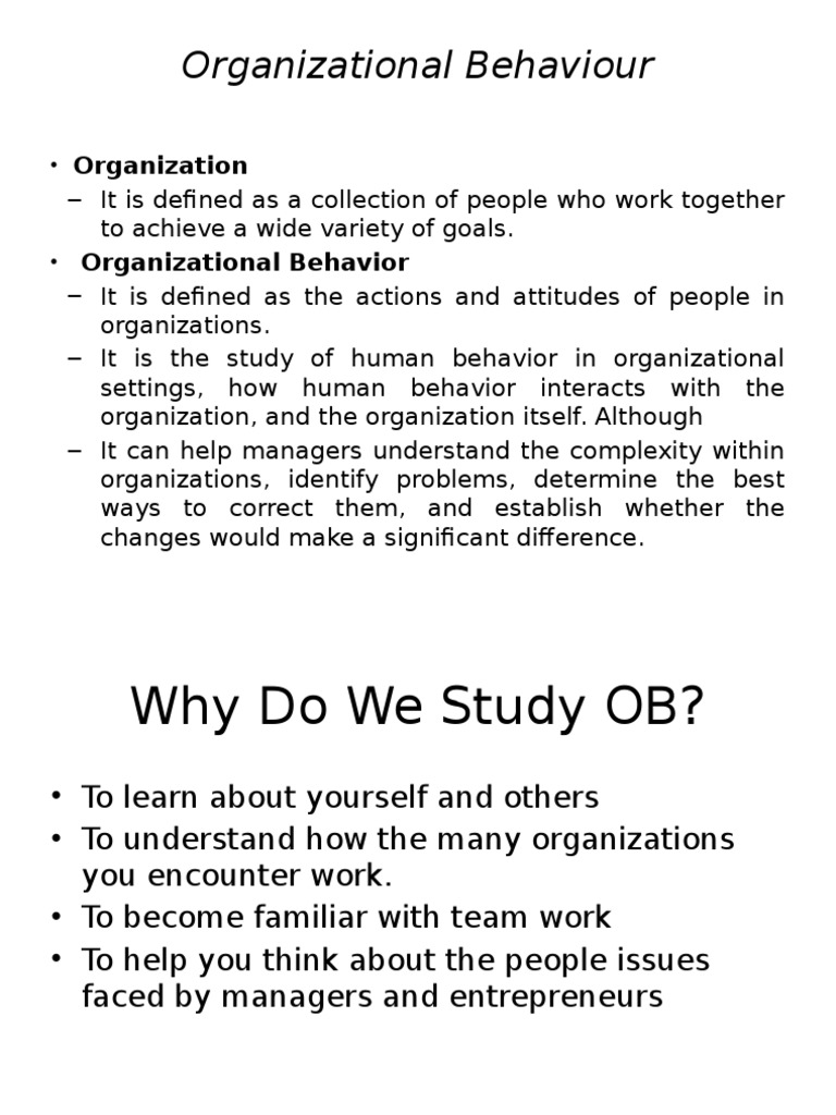 Organizational Behavior Intro | PDF | Organizational Behavior ...