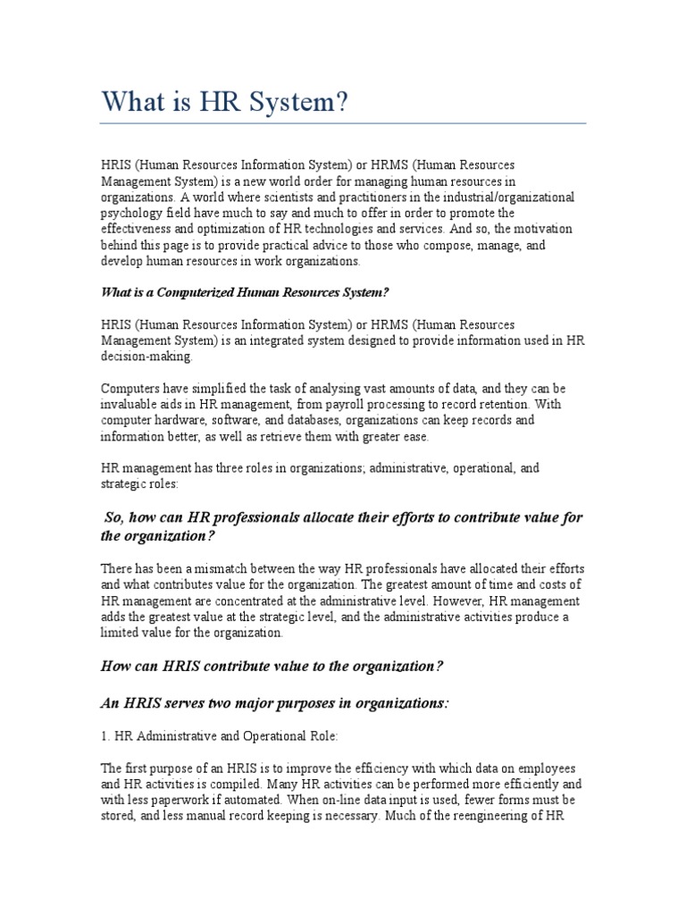 What Is A Computerized Human Resources System? | PDF | Human Resources ...