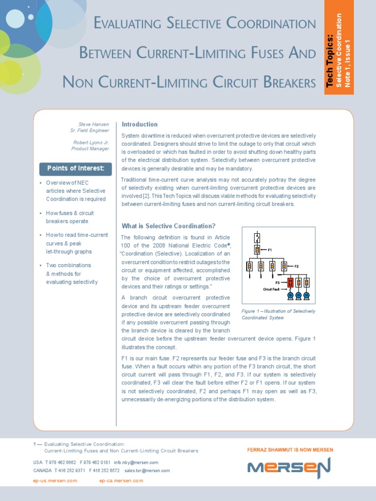 Evaluating Selective Coordination Current Limiting Fuses Circuit Breakers Tech Topic | PDF ...