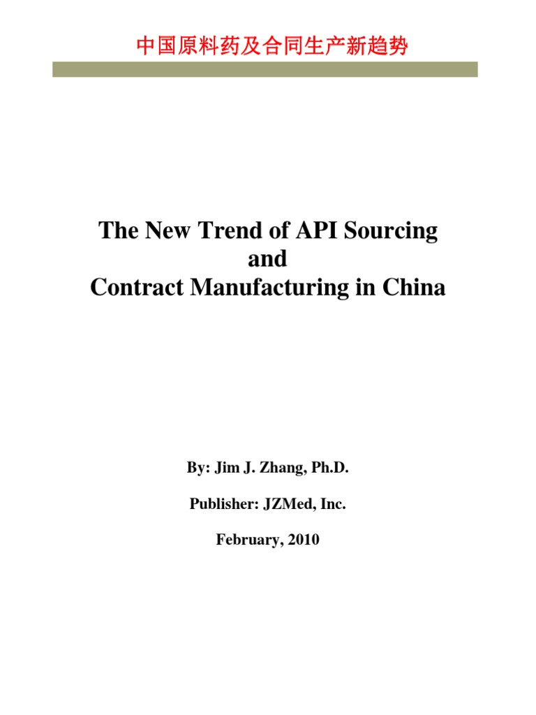 The New Trend of API Sourcing and Contract Manufacturing in China | PDF ...