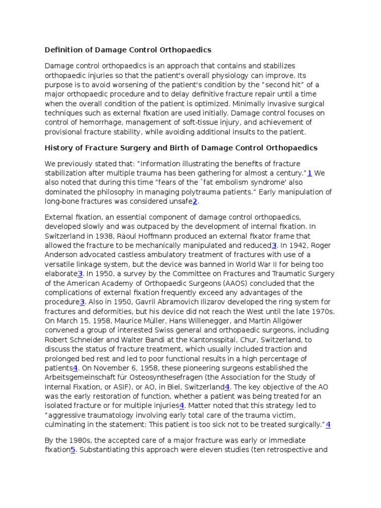 Definition of Damage Control Orthopaedics | Download Free PDF ...