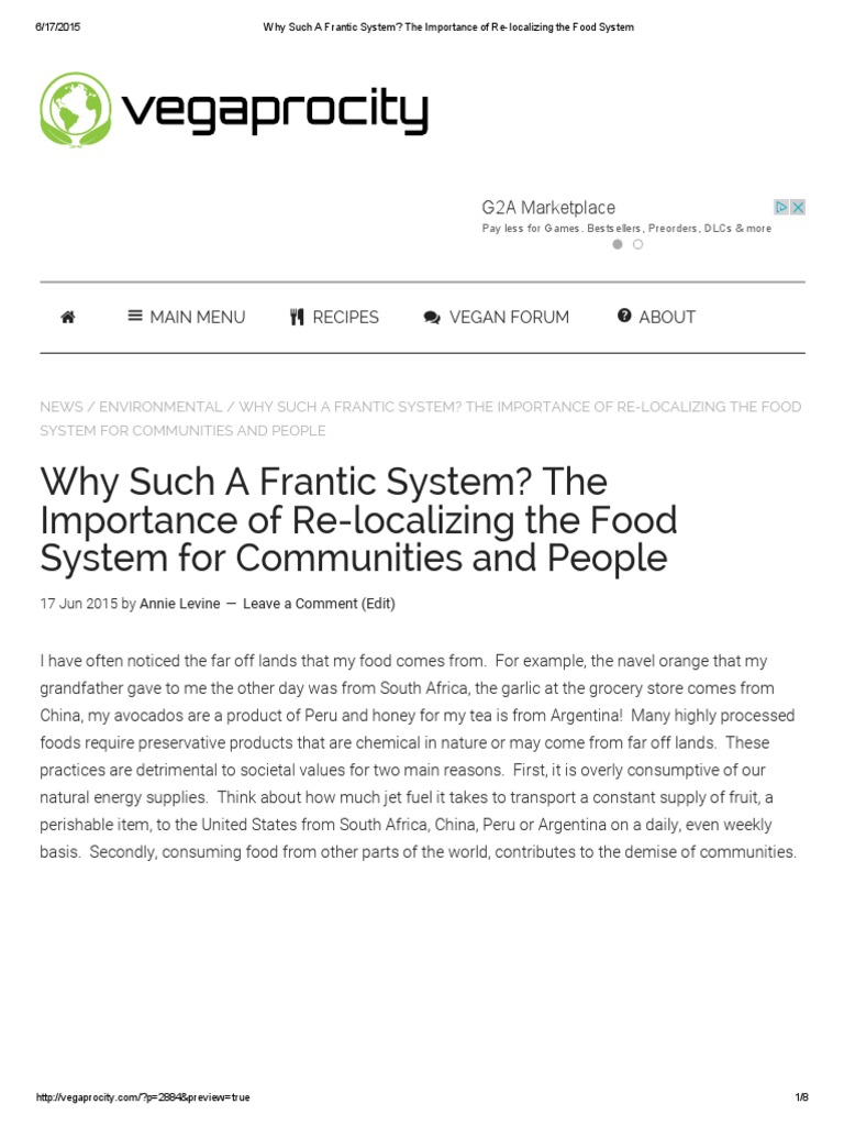 Why Such A Frantic System? The Importance of Re-Localizing The Food ...