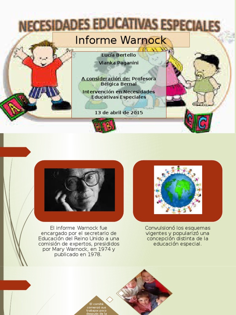 Informe Warnock | Educación especial | Conceptos psicologicos