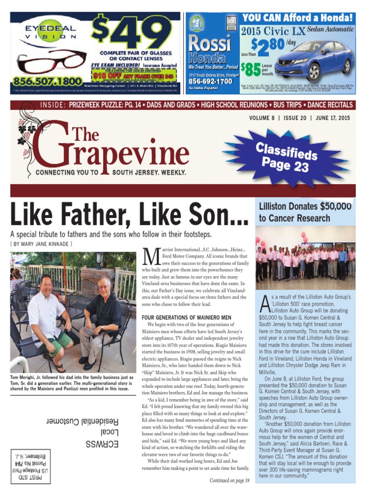 Like Father, Like Son... : Classifieds | PDF | Pasta | Ymca