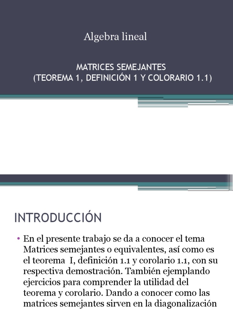 Matrices Semejantes (O Equivalentes) y Diagonalización | PDF