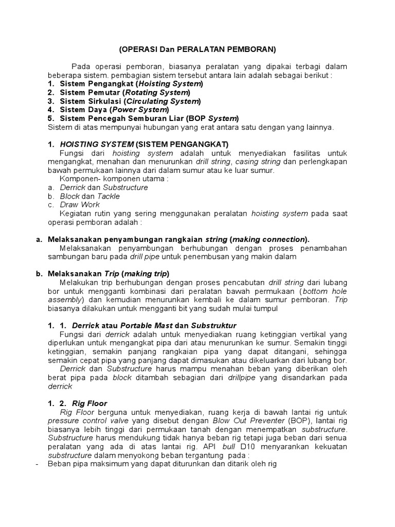 Sistem dan Peralatan Pemboran | PDF