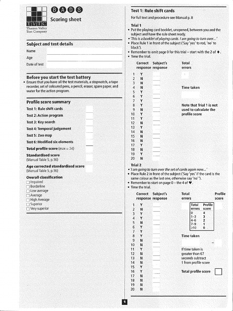 BADS Quadern | PDF