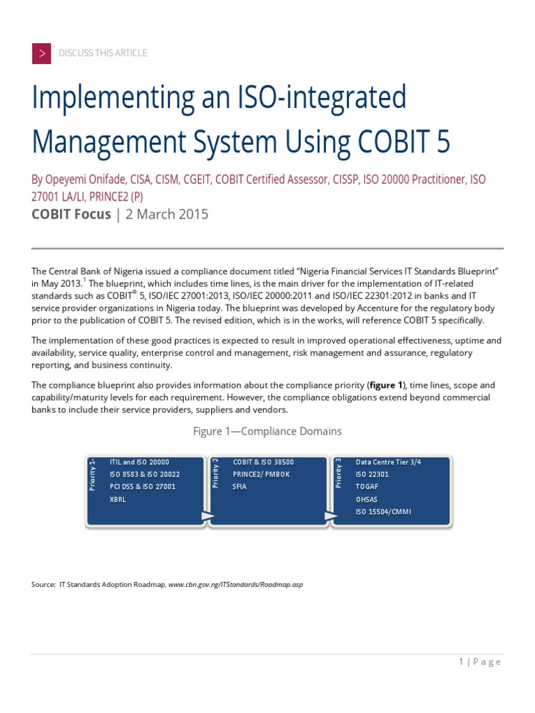 Cobit Focus Implementing an Iso Integrated Management System Using ...