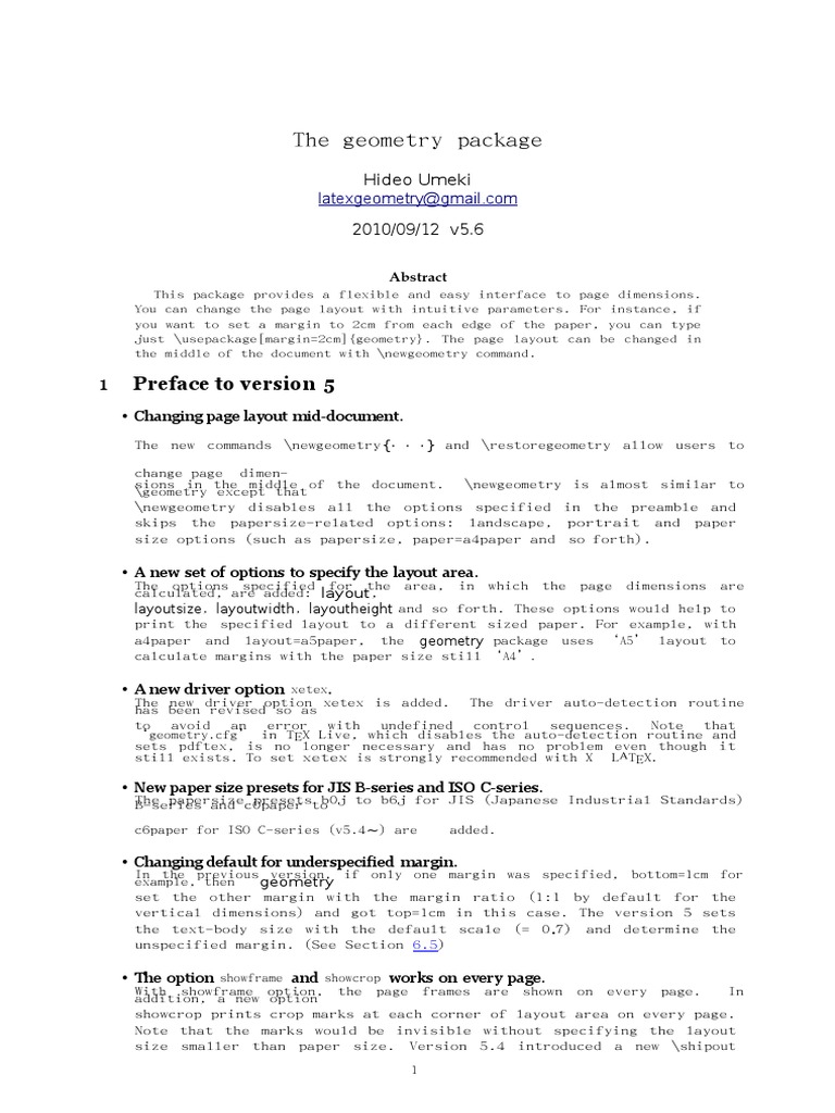 Paquete Geometry Latex | PDF | Te X | Typography