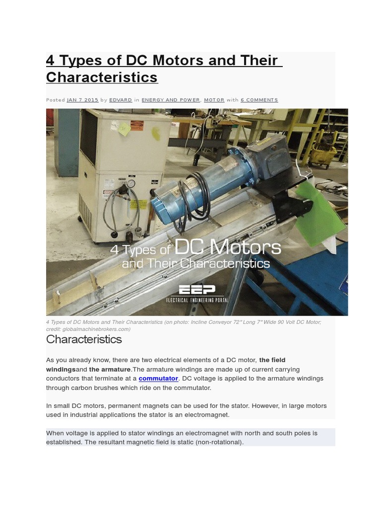 4 Types of DC Motors and Their Characteristics | PDF | Force | Components