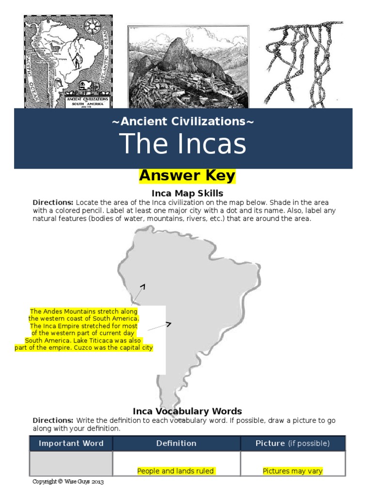 Inca Answer Key | PDF | Inca Empire | South America