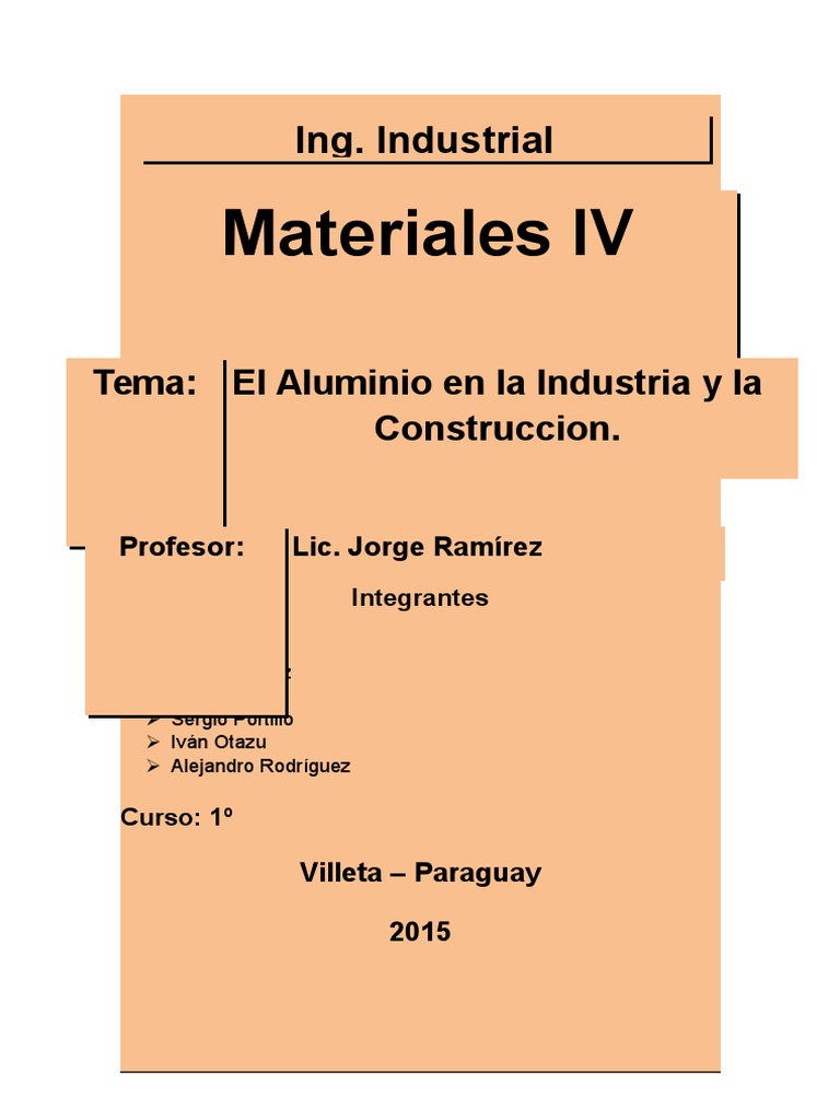 Trabajo de Aluminio Completo | PDF | Aluminio | El hombre hace Materiales