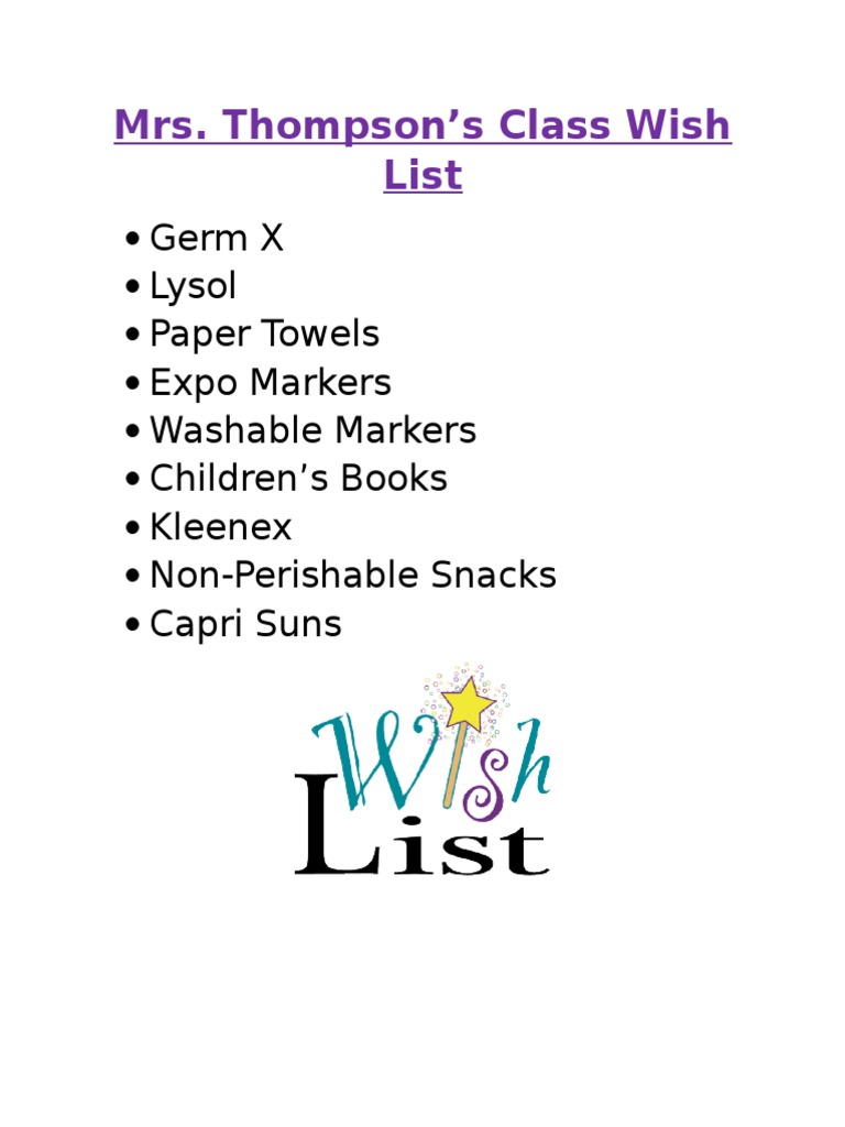 Class Wish List | PDF | General Fiction