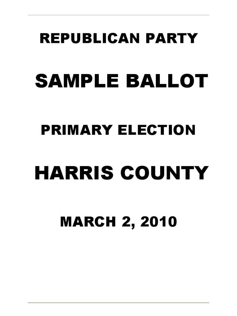 Harris County Republican Primary Ballot | PDF | United States House Of ...
