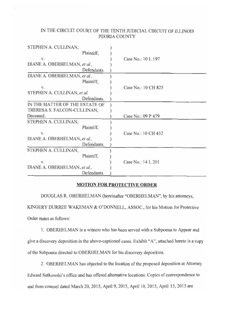 Motion For Protective Order | PDF | Deposition (Law) | Discovery (Law)