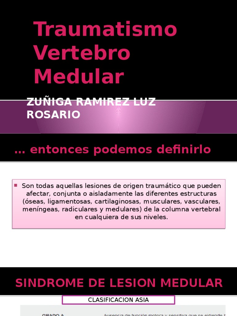 Traumatismo Vertebro Medular | PDF | Médula espinal | Lesión