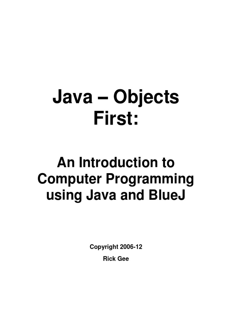 Java Objects First Pdf Java Programming Language String Computer Science