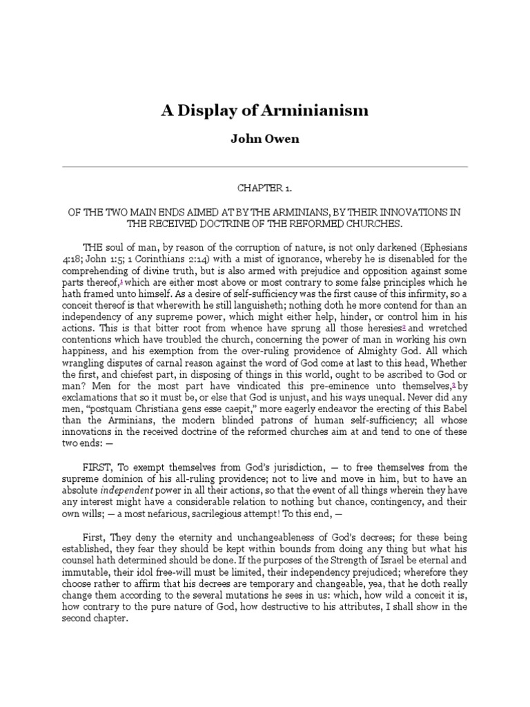 A Display of Arminianism | PDF | Predestination | Grace In Christianity