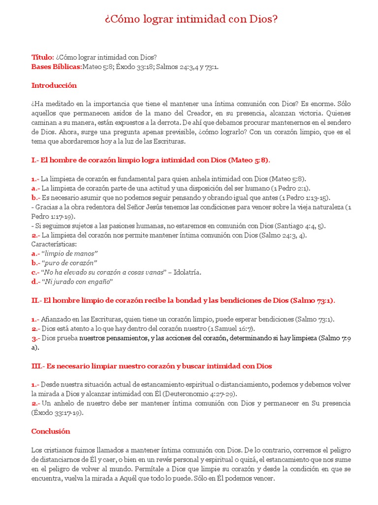 Como Lograr Intimidad Con Dios | PDF | eucaristía | Dios