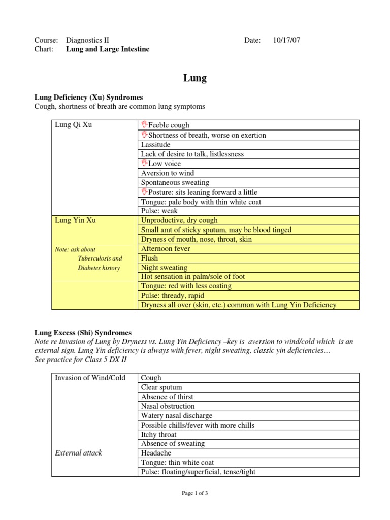 Chinese Medicine Lung & Intestine Diagnosis | PDF | Traditional Chinese ...