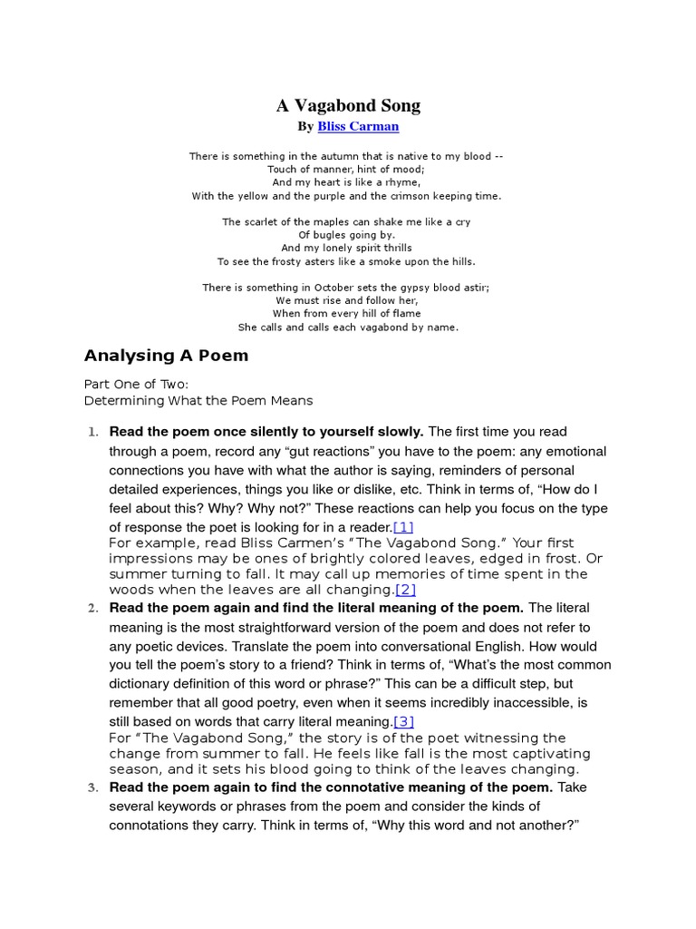 A Vagabond Song | PDF | Rhyme | Poetry
