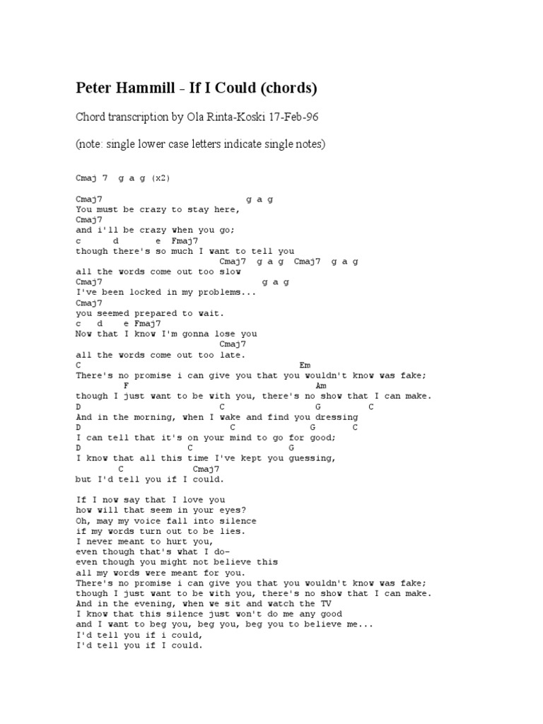 If I Could - Chords and Lyrics | PDF