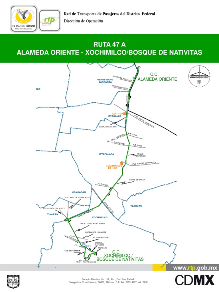 Ruta 47A: Alameda Oriente - Xochimilco | PDF | Viajes y turismo