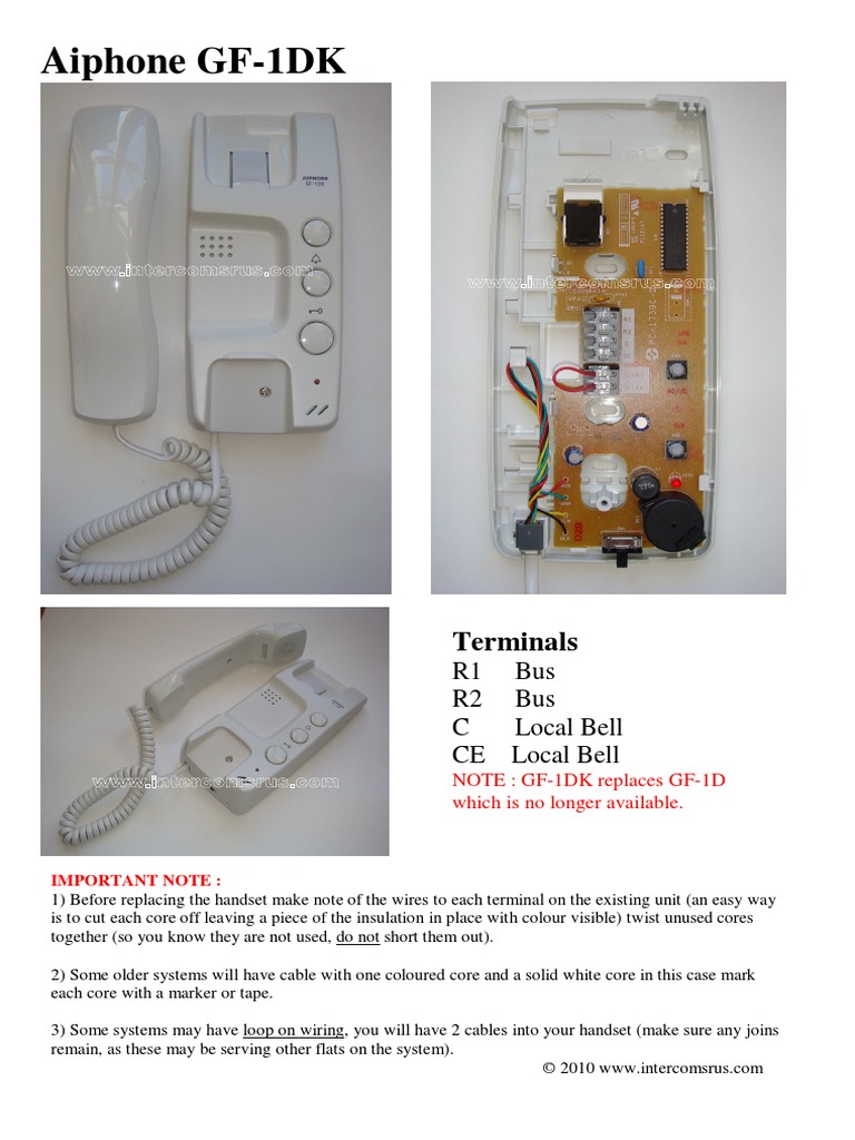 Aiphone GF-1DK Door Entry Handset Data Sheet PDF | PDF | Computers
