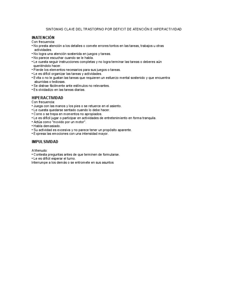 Escala de Swan | PDF | Desorden hiperactivo y deficit de atencion ...