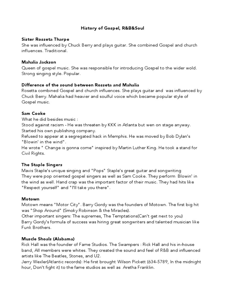 History of Gospel | PDF | Soul Music | Motown