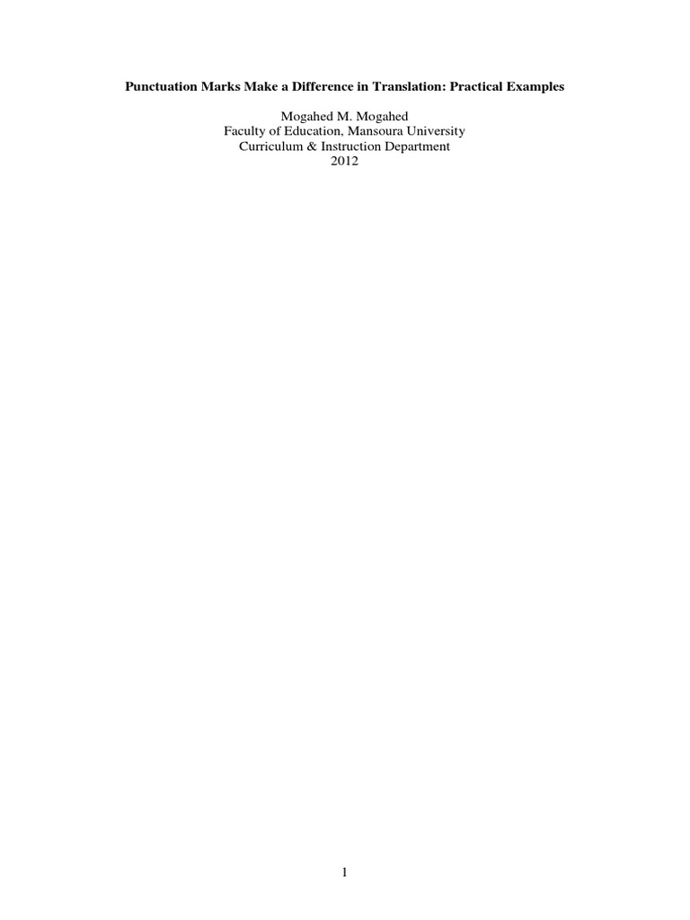 Punctuation Marks Make A Difference in Translation Practical Examples ...