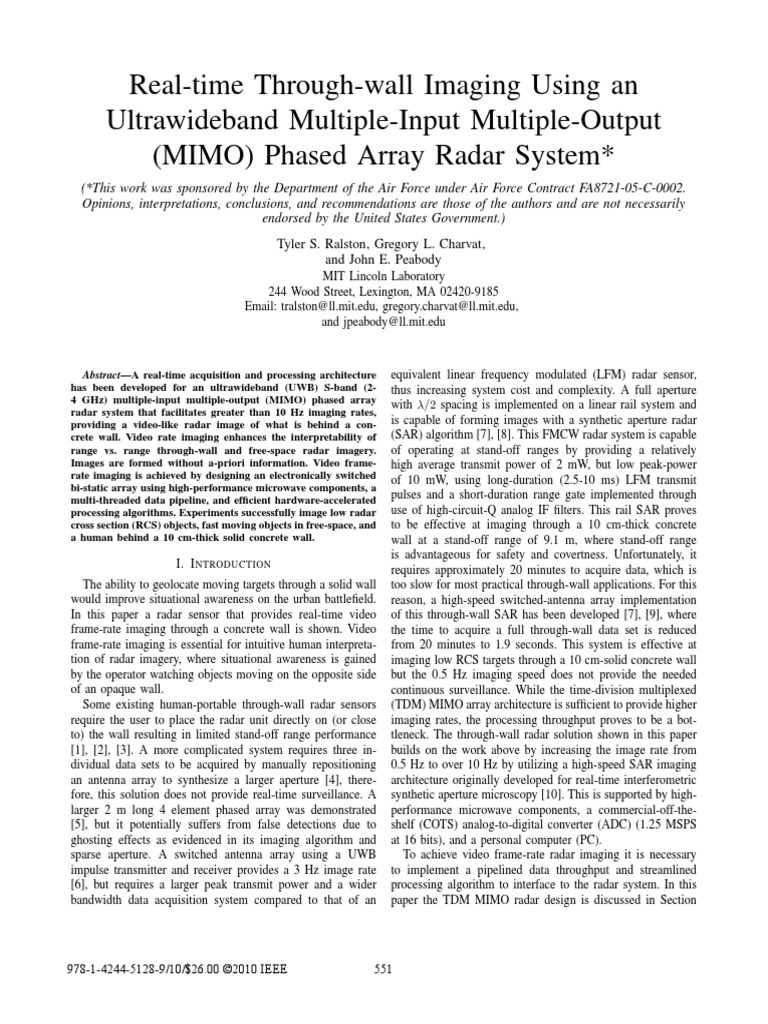 Real Time Through Wall Imaging Using An Ultrawideband Multiple-Input ...