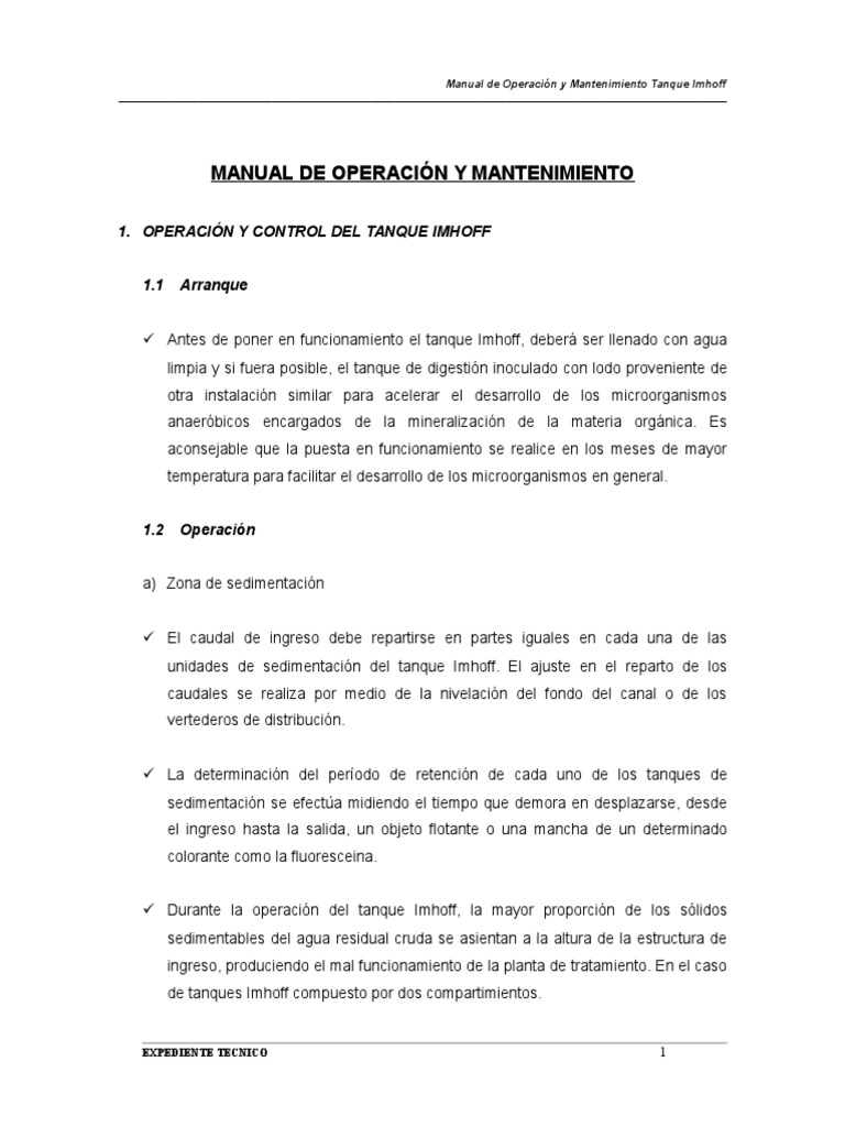 03- Manual de Operacion y Mantenimiento de Planta de Tratamiento | Aguas residuales | Agua