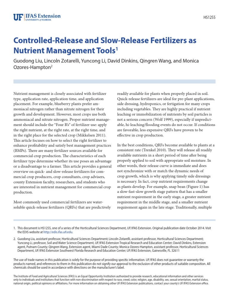 Slow-Release Fertilizers | PDF | Fertilizer | Soil