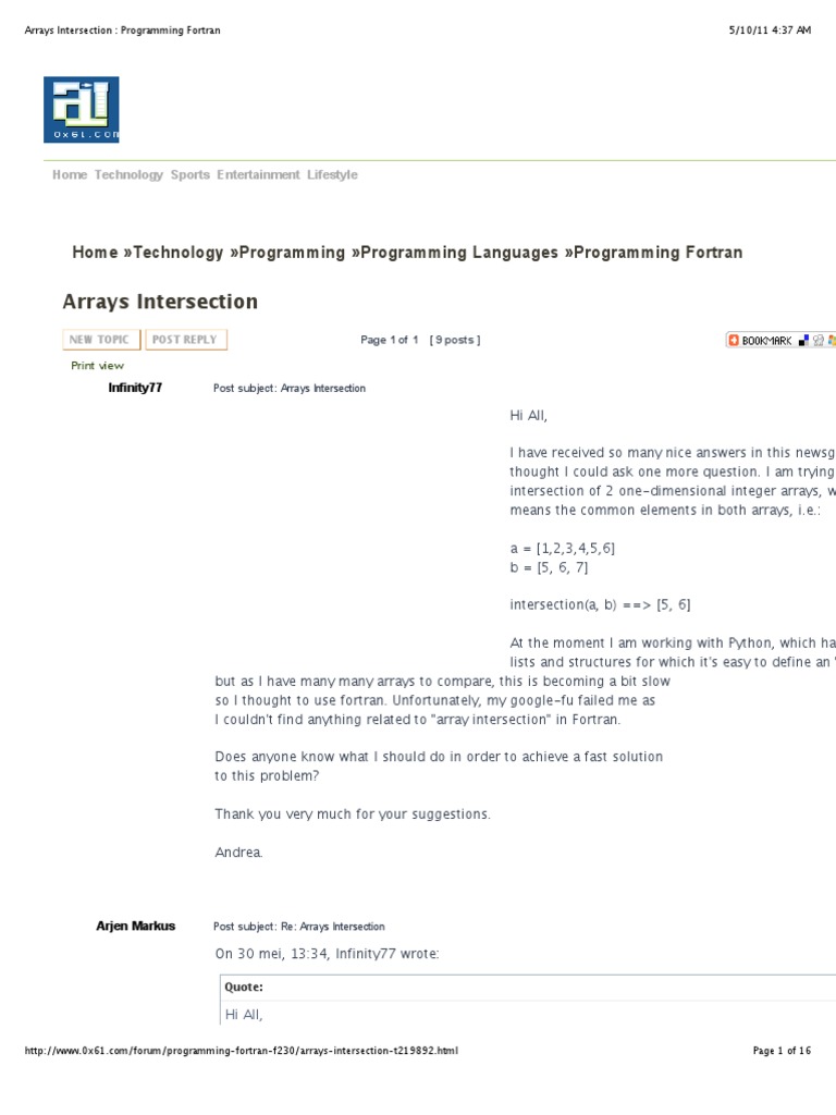 Arrays Intersection Programming Fortran Pdf Array Data Type Array Data Structure 