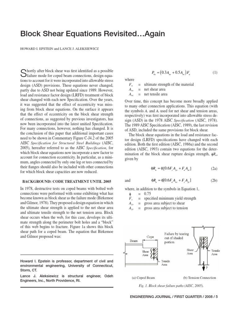 Revisiting Block Shear Equations | PDF | Fracture | Strength Of Materials