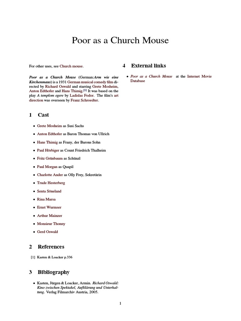 Poor As A Church Mouse | PDF