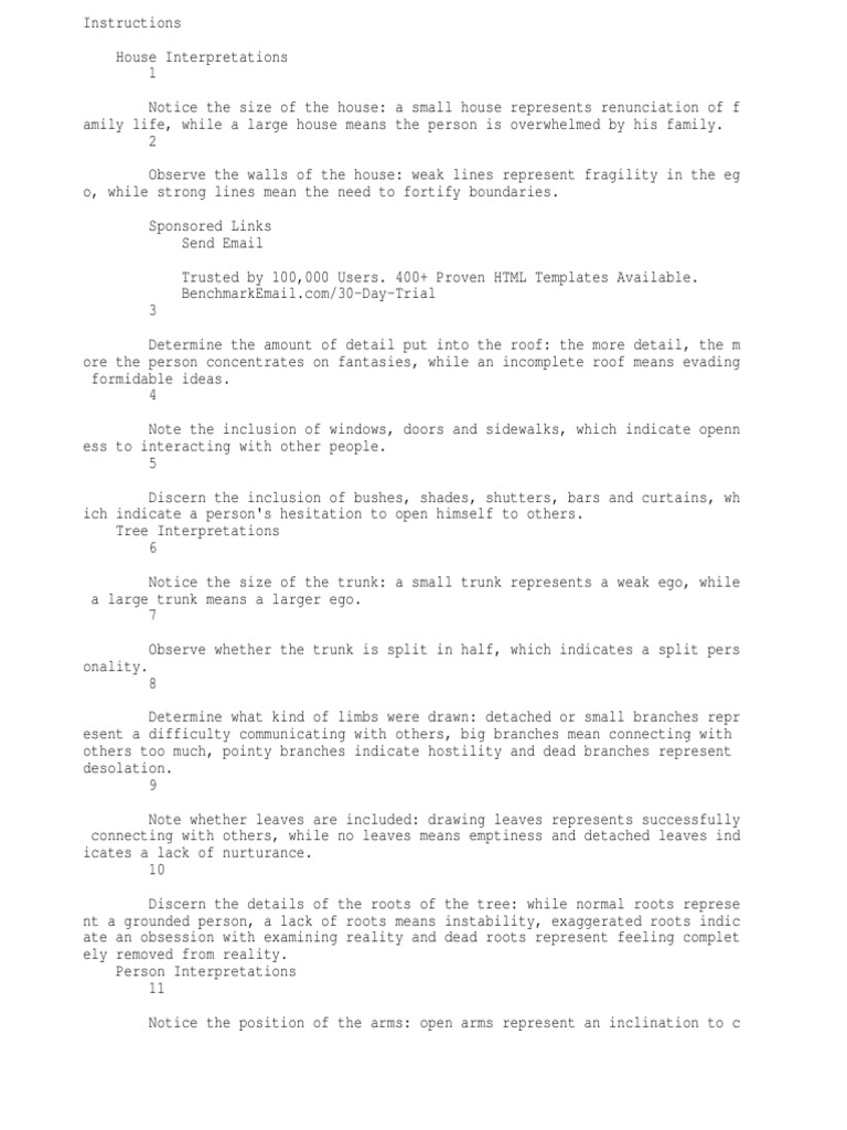 House Tree Person Test | PDF | Behavioural Sciences | Psychological ...