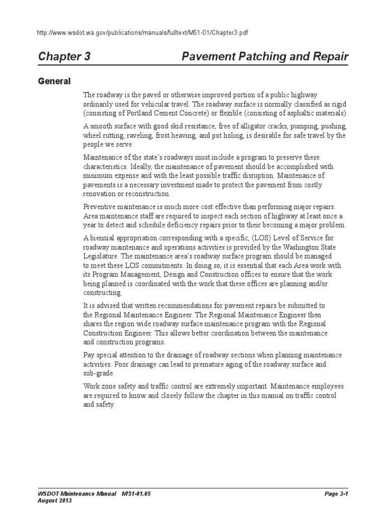 Chapter 3 Pavement Patching and Repair | PDF | Road Surface | Concrete